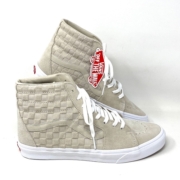 Vans | Shoes | Vans Sk8hi Emboss Checkerboard High Top Biege Mens Suede ...
